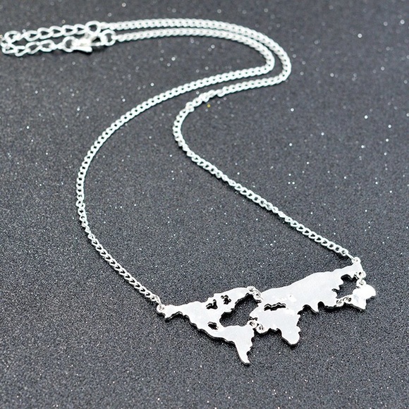 jmeyersray | Jewelry | Silver World Map Necklace | Poshmark